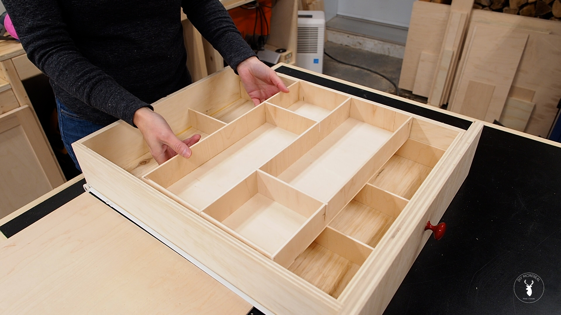 Workshop Drawer Organization | DIY Drawer Dividers with Sliding Tray ...